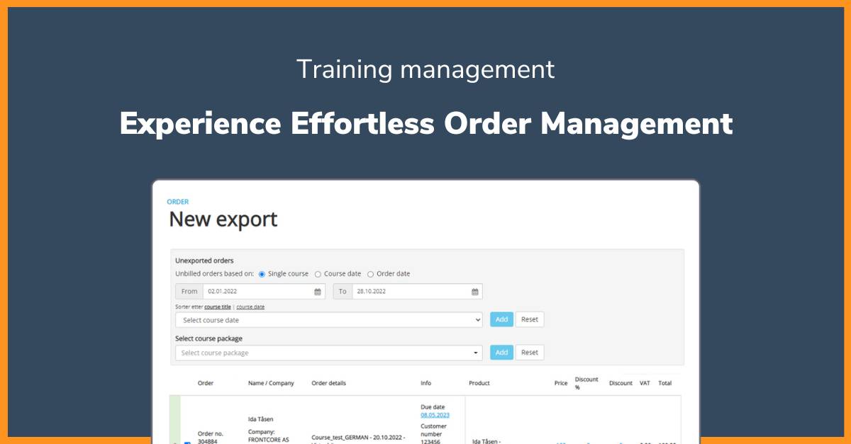 Efficient order management for training providers | FrontCore